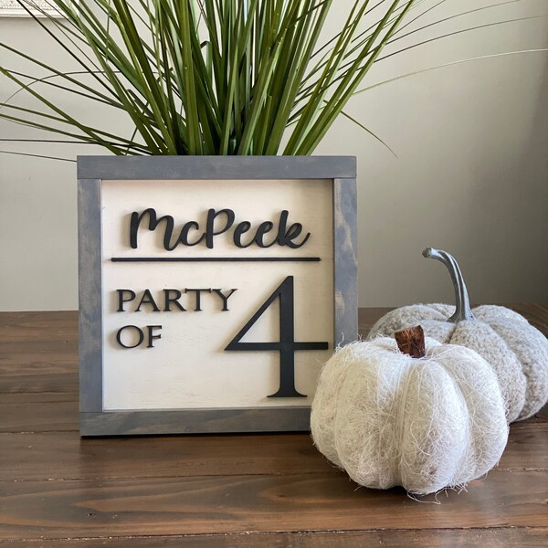Party of 4 Sign - Etsy