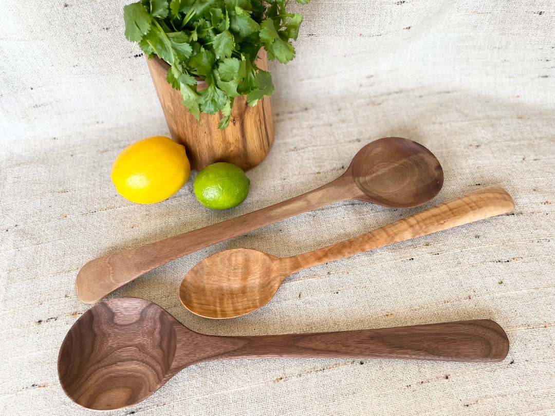 Wood Serving Spoon | Black Walnut | Curly Maple | Housewarming Gift ...