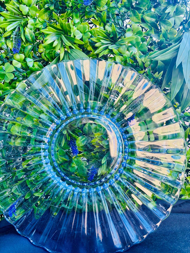 Vintage Ice Blue Glass Circle Plate – Large Round Serving Platter ...