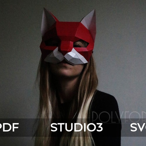 CAT MASK-2 Low Poly Animal Papercraft PDF Template - Etsy