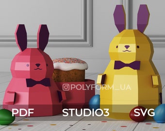 Rabbit 1 Low Poly Papercraft PDF Template - Etsy