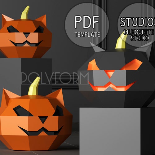Pumpkin Papercraft 3D DIY Low Poly Paper Crafts Halloween - Etsy