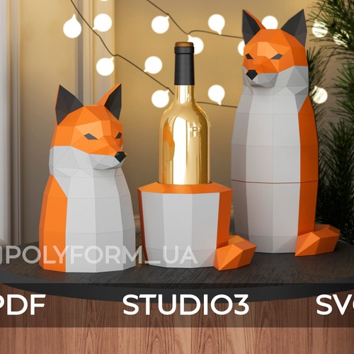 Gift Box Cat Low Poly Papercraft SVG PDF Template - Etsy