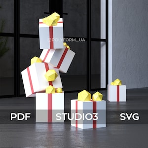 REGALOS Low Poly Navidad Papercraft Plantilla PDF Año Nuevo Modelo 3d ...