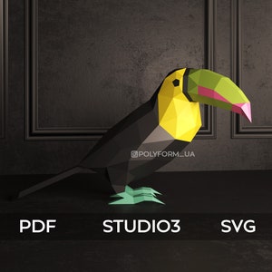 Toucan Low Poly Tropical Bird Papercraft PDF Template - Etsy