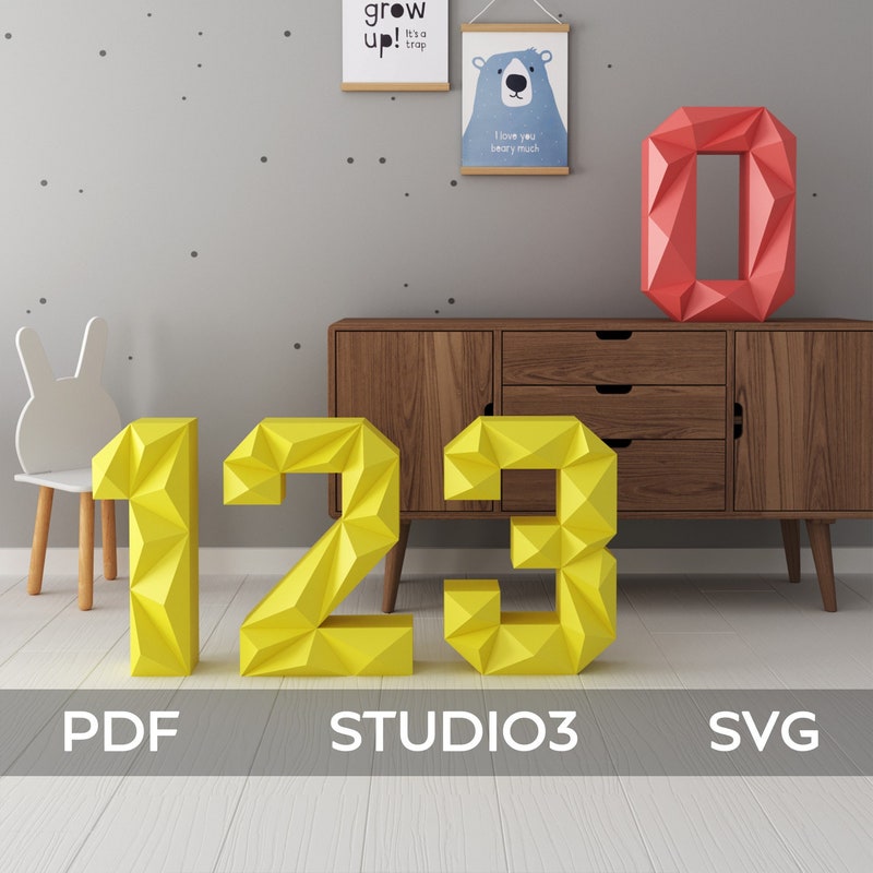 3d Number Template - Etsy