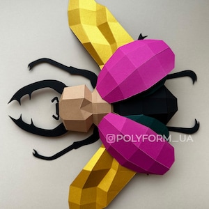 Stag Beetle Low Poly Insect Papercraft Fly Lowpoly PDF Template ...
