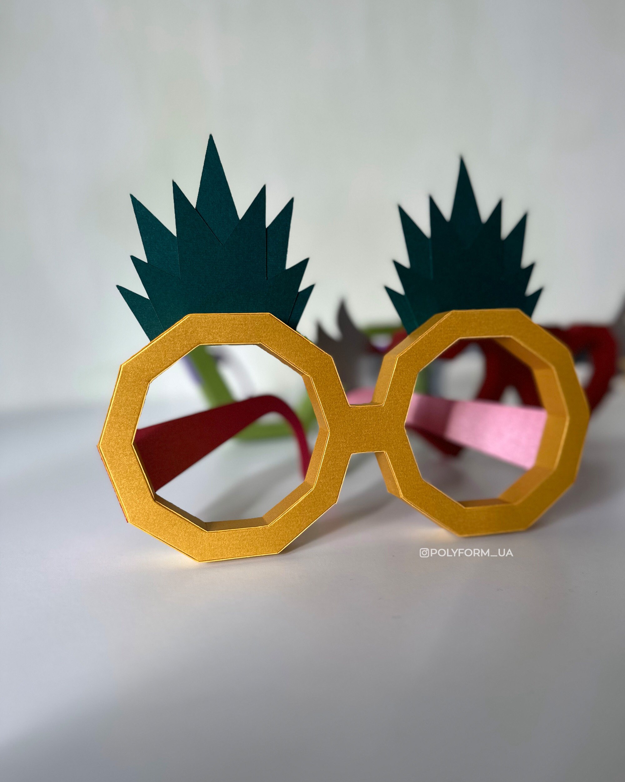 Glasses 2 DIY Pineapple Summer Sunglasses Mask Low Poly Papercraft PDF ...
