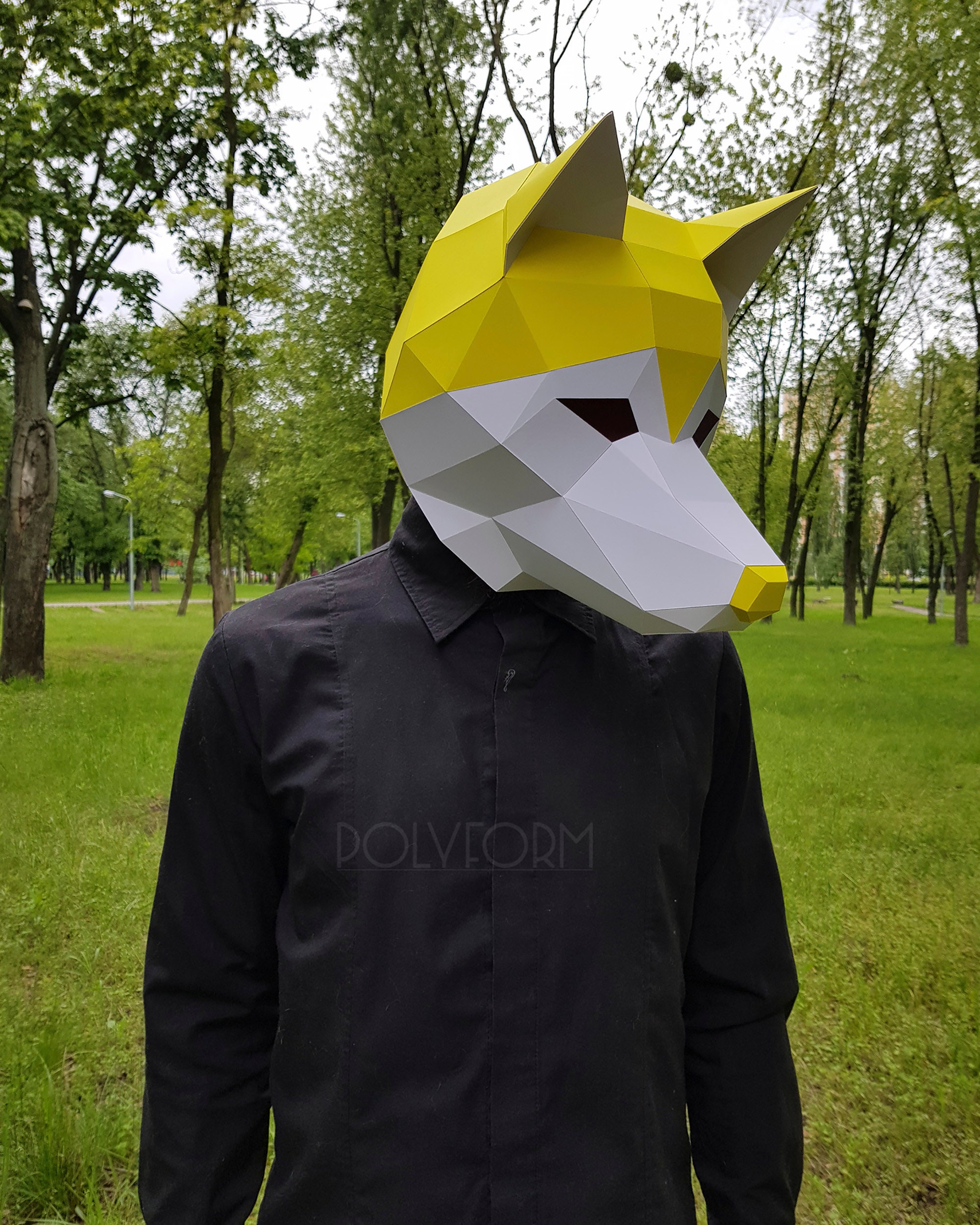 HUSKY MASK Dog Low Poly Animal Papercraft Svg PDF Template - Etsy