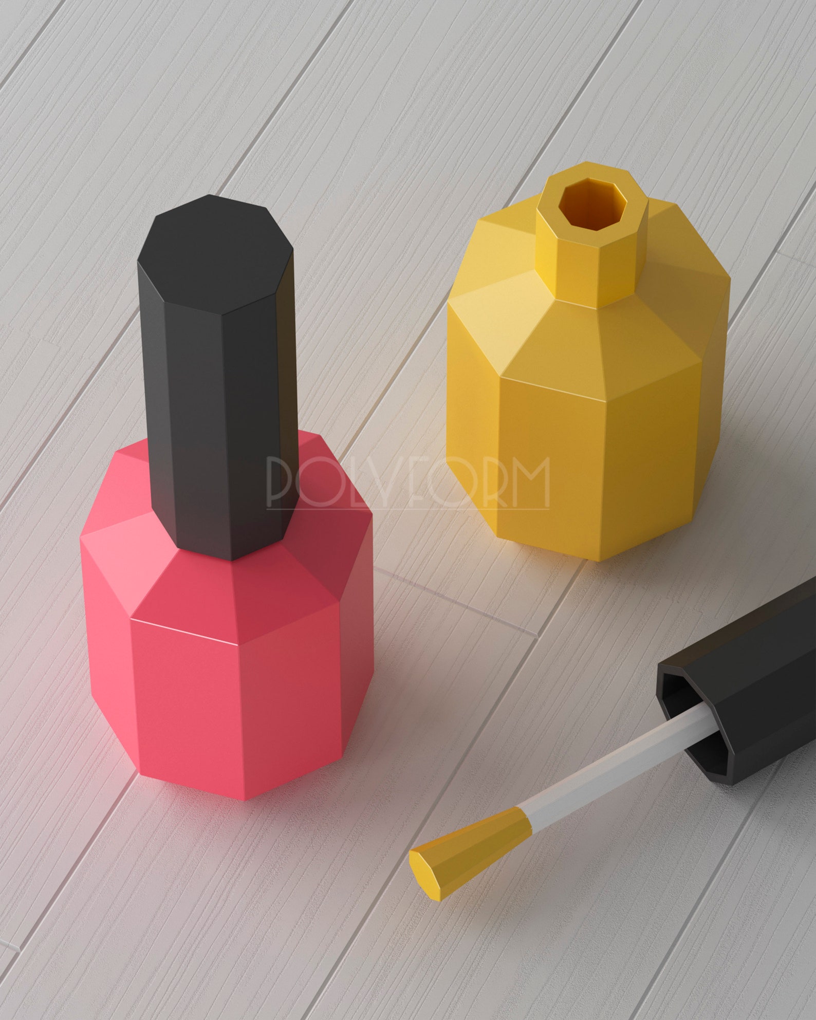 NAIL POLISH Low Poly Papercraft PDF Template - Etsy