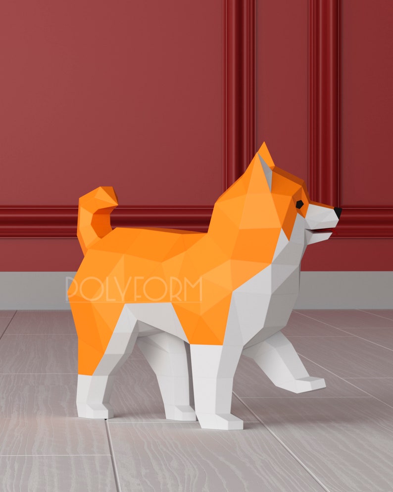 Dog Low Poly Papercraft PDF Template 3d Model Sculpture Silhouette - Etsy