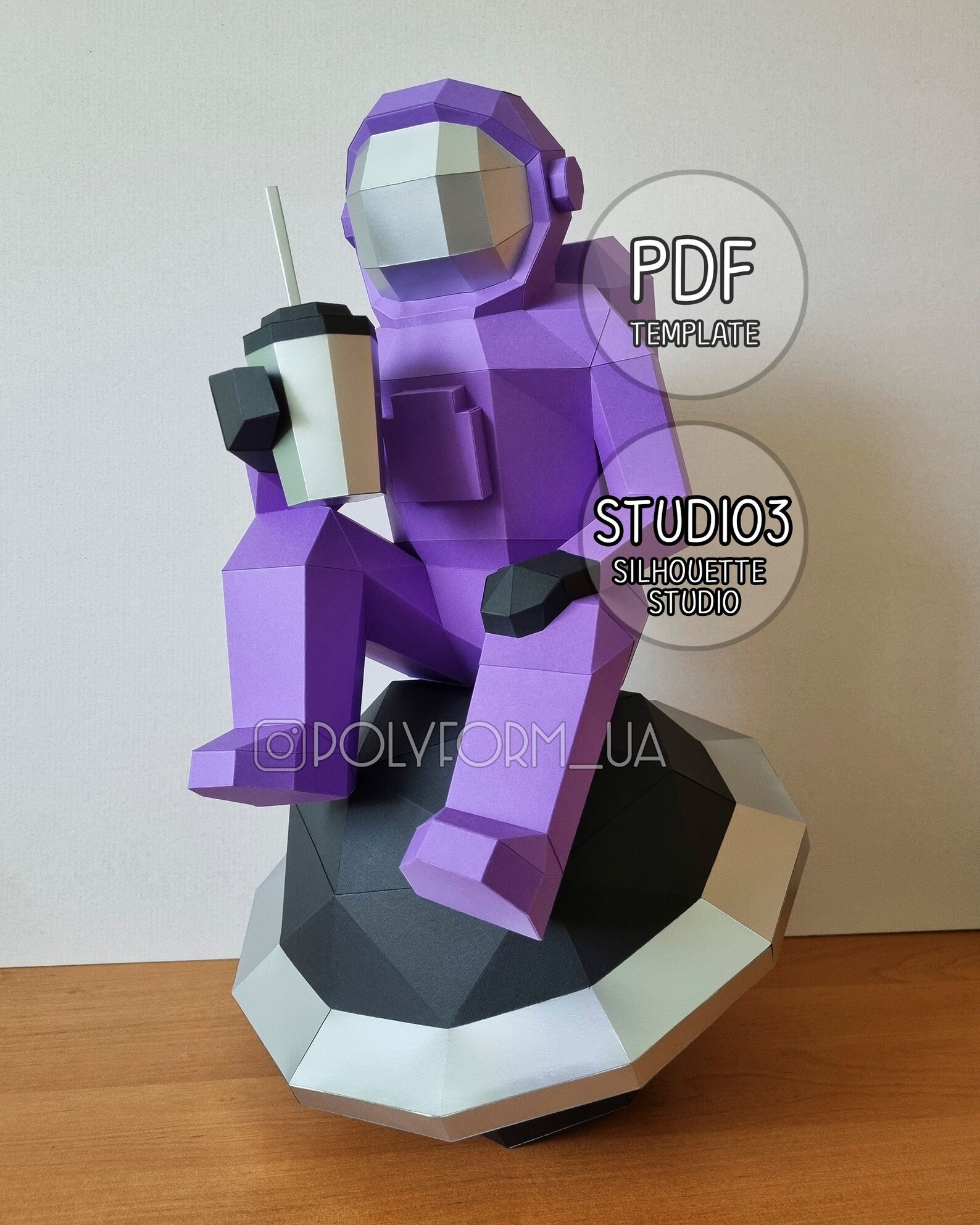 Cosmonaut Space Planet 3d Paper Model Low Poly Papercraft - Etsy