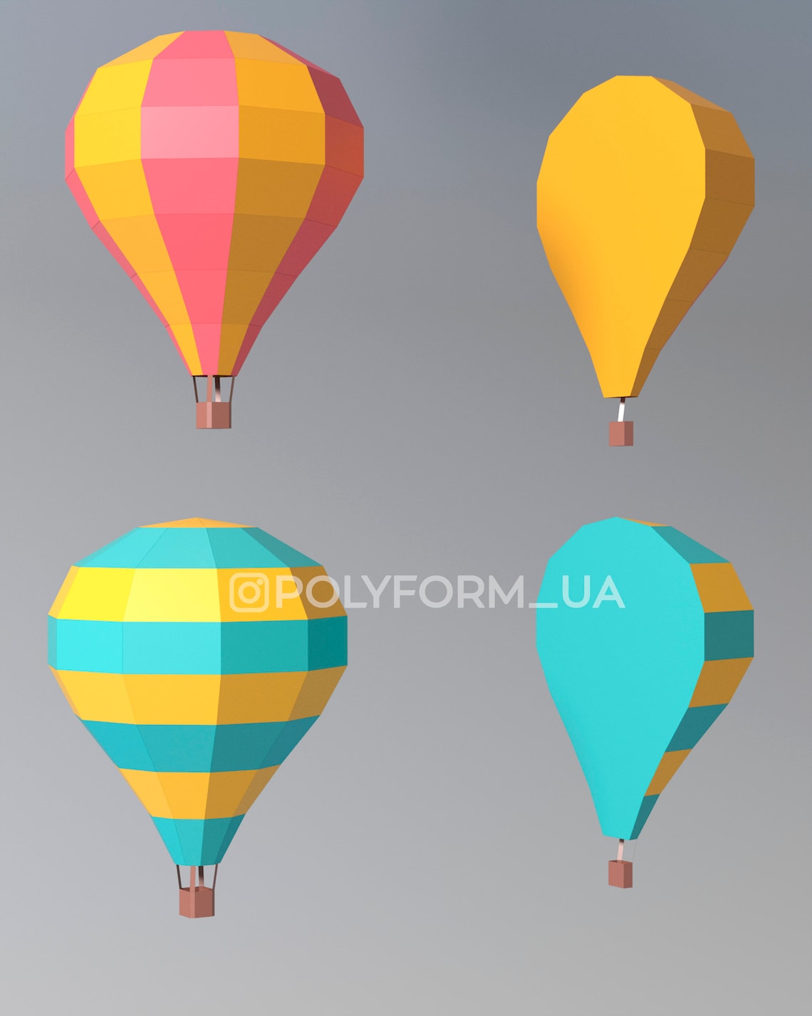 Ballon Low Poly Papercraft PDF Vorlage SVG Party Dekor - Etsy.de