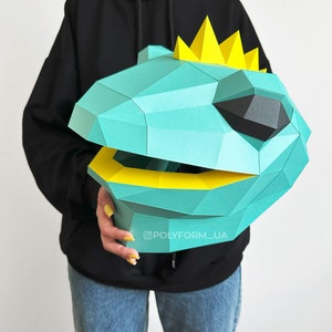 Lizard Mask Salamander DIY Low Poly Animal Reptile Papercraft PDF ...