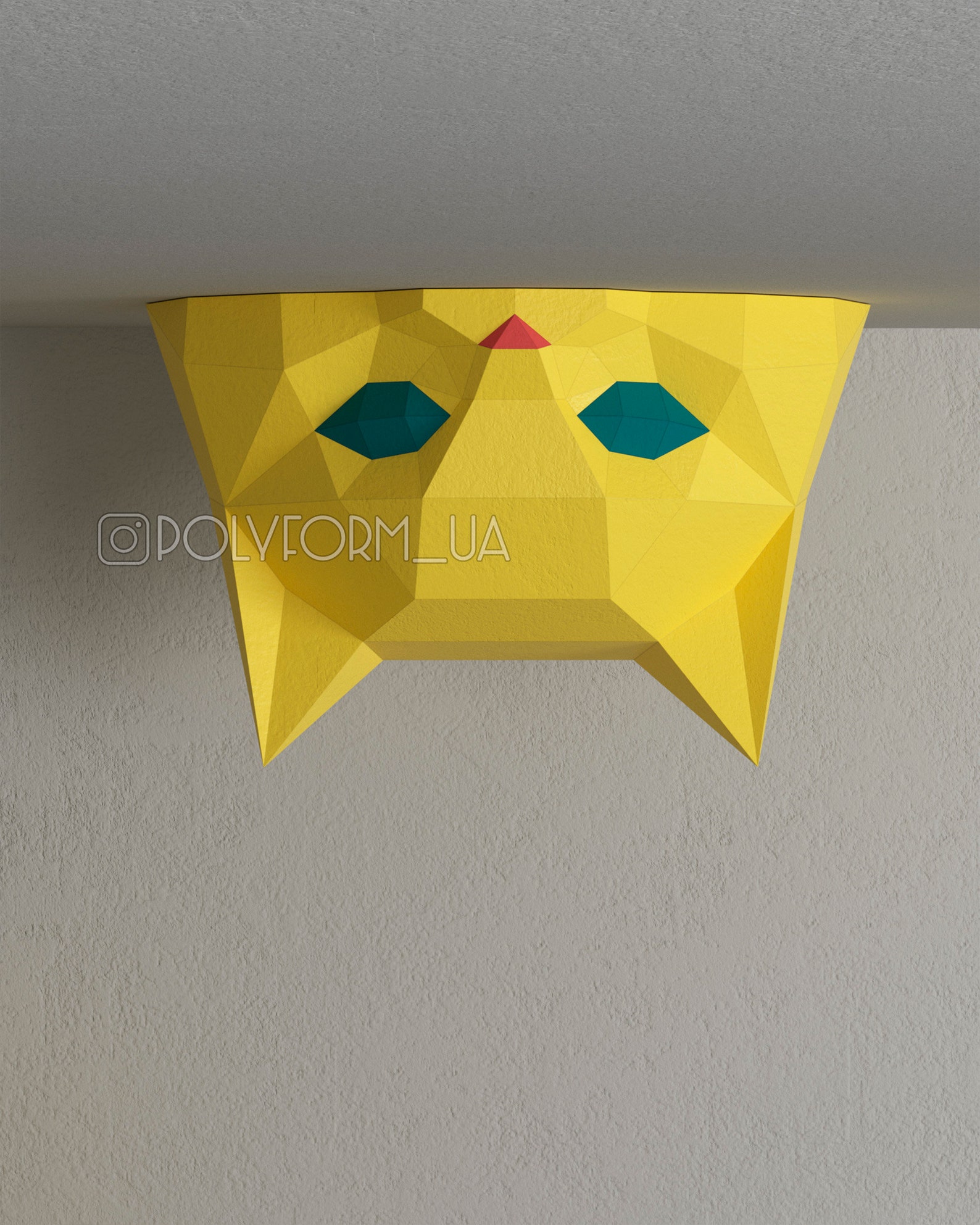 Yellow Cat on a Wall Animal Head Low Poly Kids Room Papercraft - Etsy