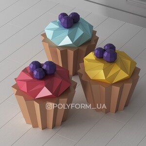 Giant Blueberry Cupcake Low Poly Papercraft PDF Template Paper Food - Etsy