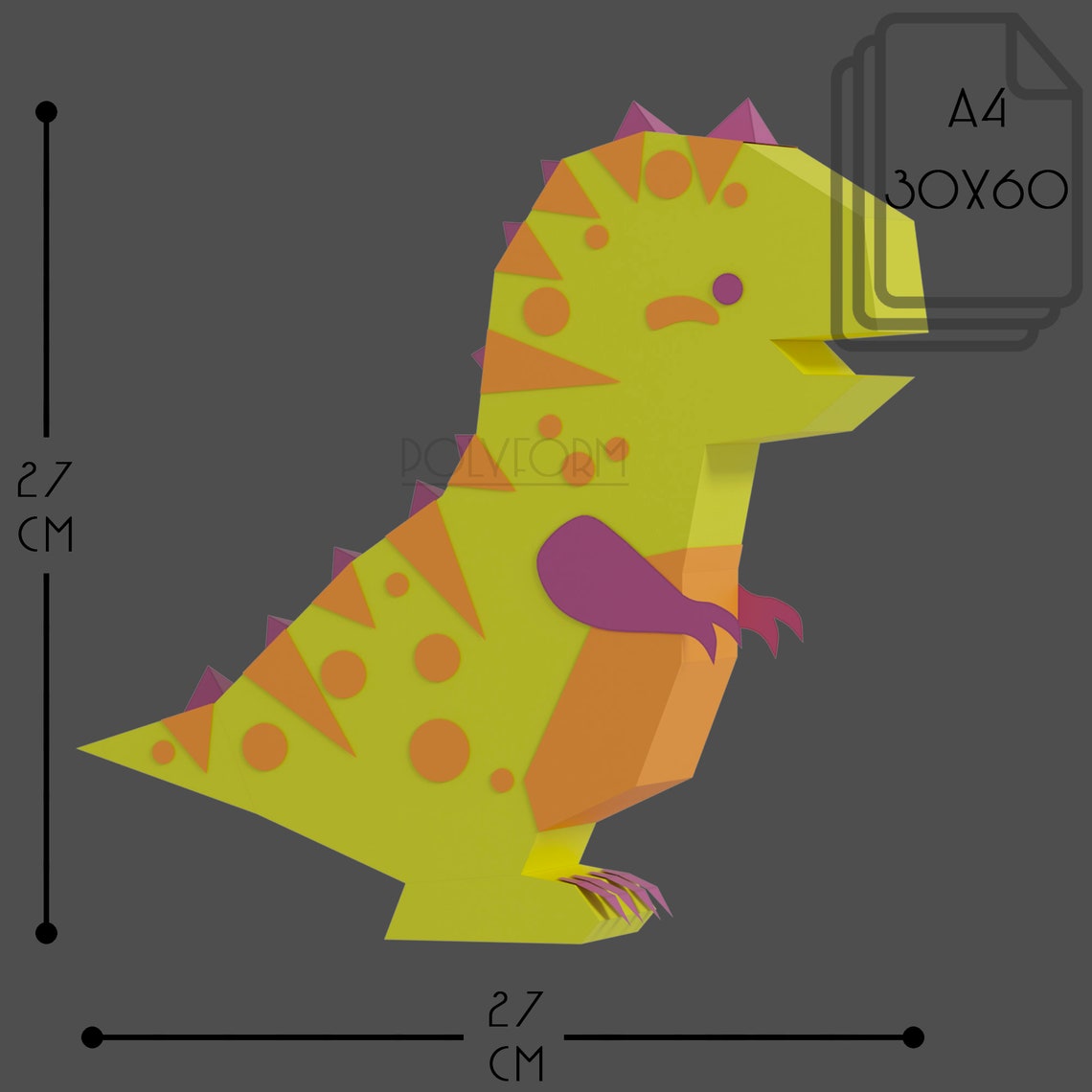 Dinosaur Low Poly T-rex Papercraft PDF Template DIY - Etsy