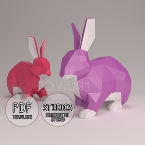 Rabbit 1 Low Poly Papercraft PDF template | Etsy