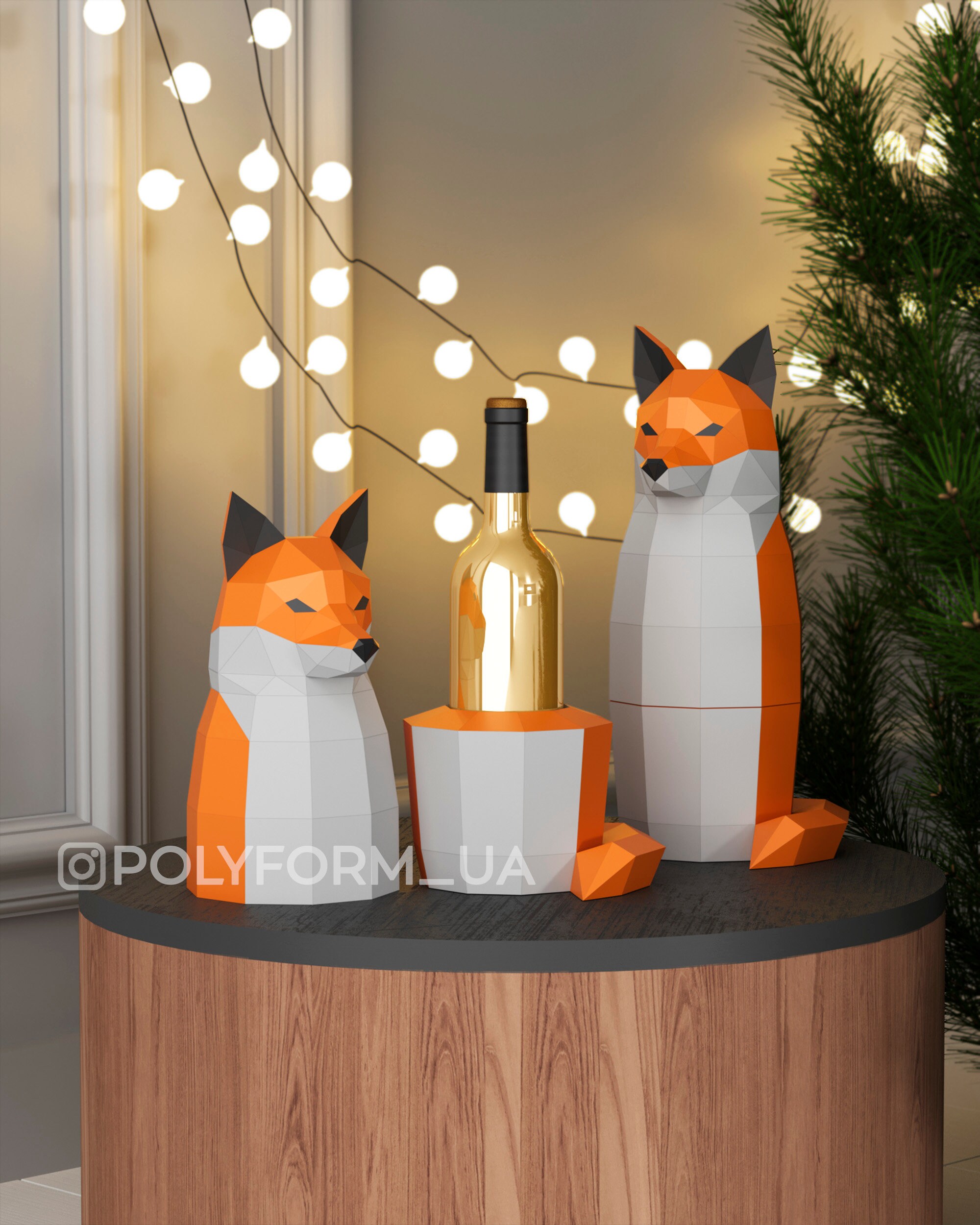 Fox Wine Gift Box Low Poly Papercraft PDF Template - Etsy