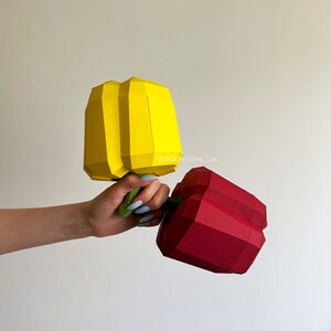 Pepper Low Poly Papercraft PDF Template Paper Food Fruits Vegetables ...