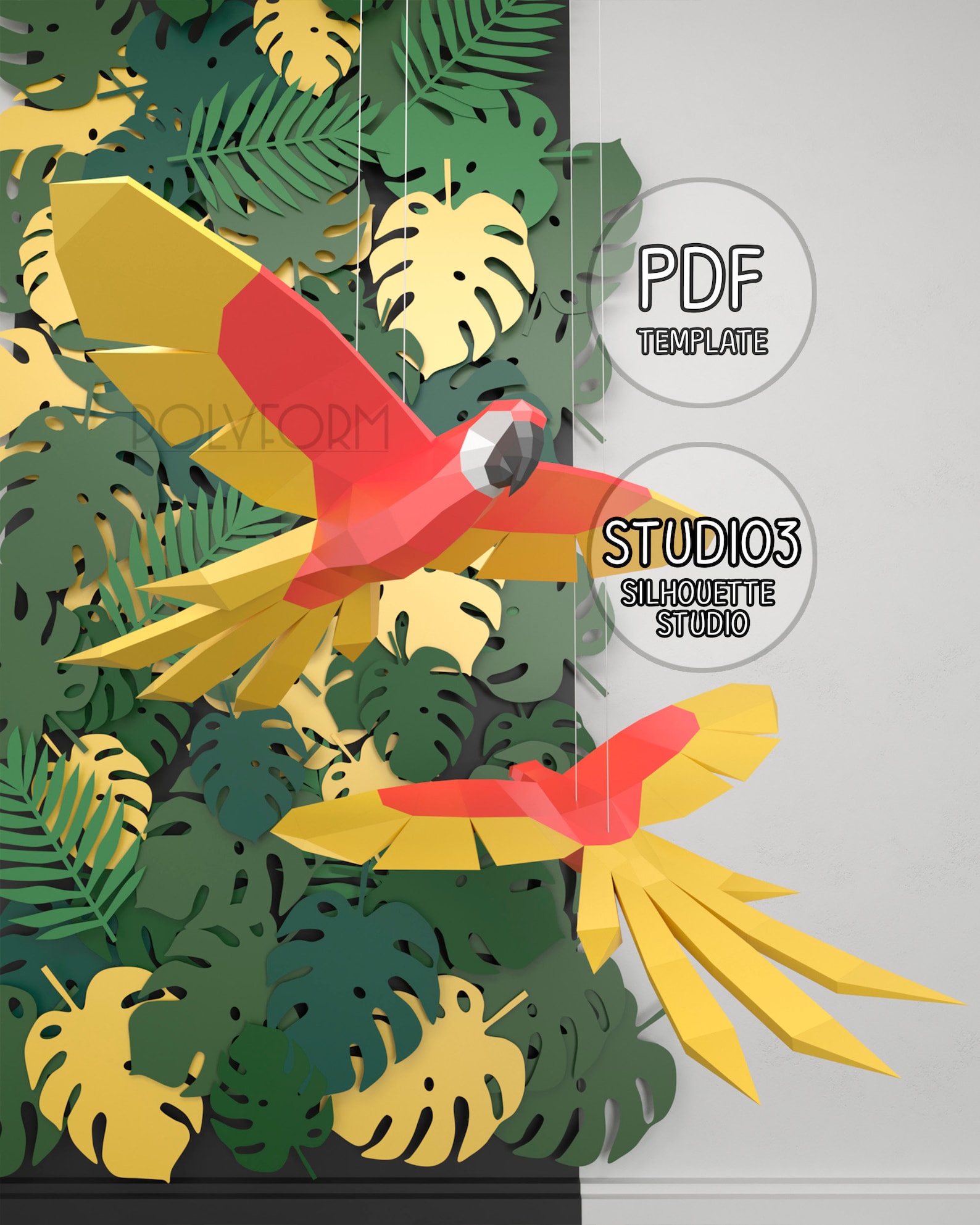 PARROT 2 Low Poly Bird Papercraft PDF Template Svg Decor - Etsy
