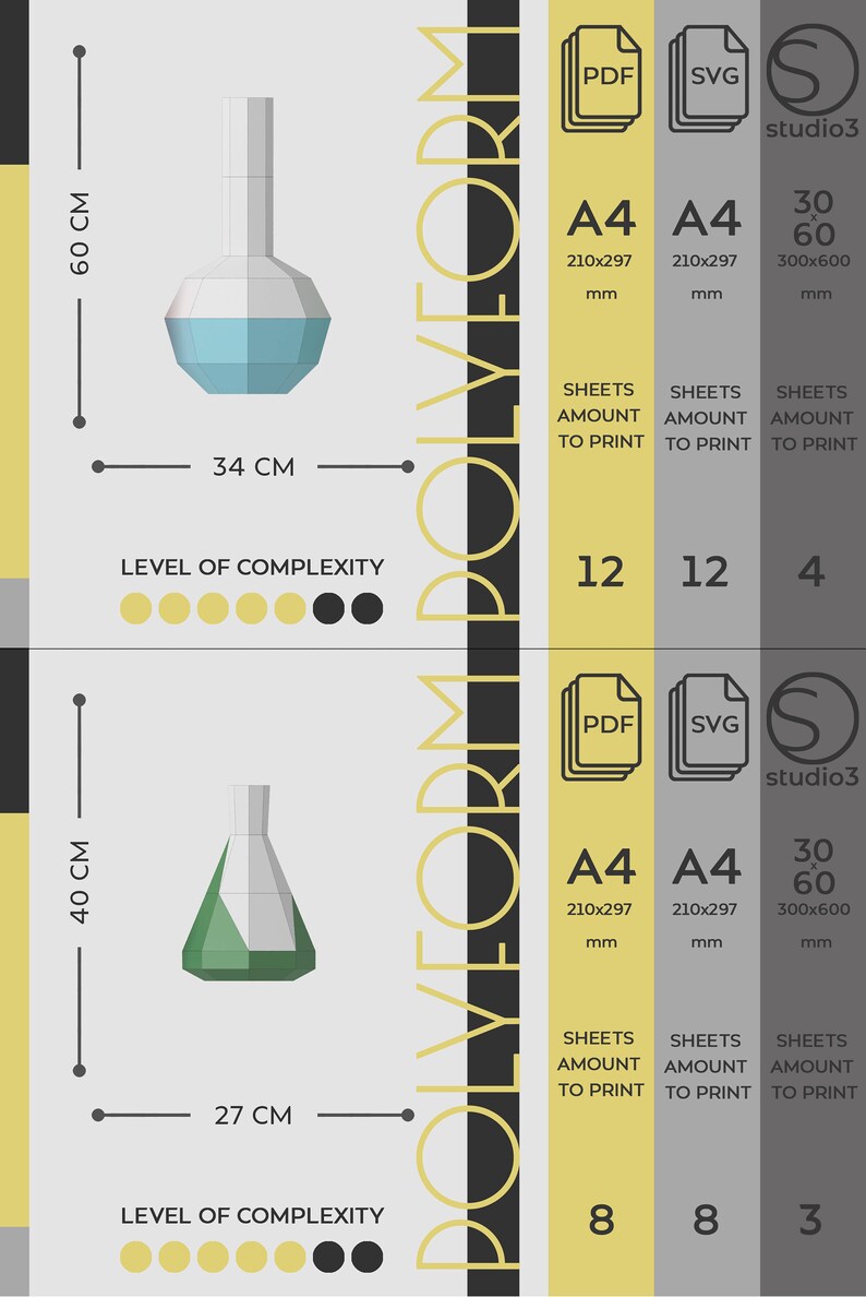 Flasks SET 2 Bottle Science Laboratory Chemistry School - Etsy
