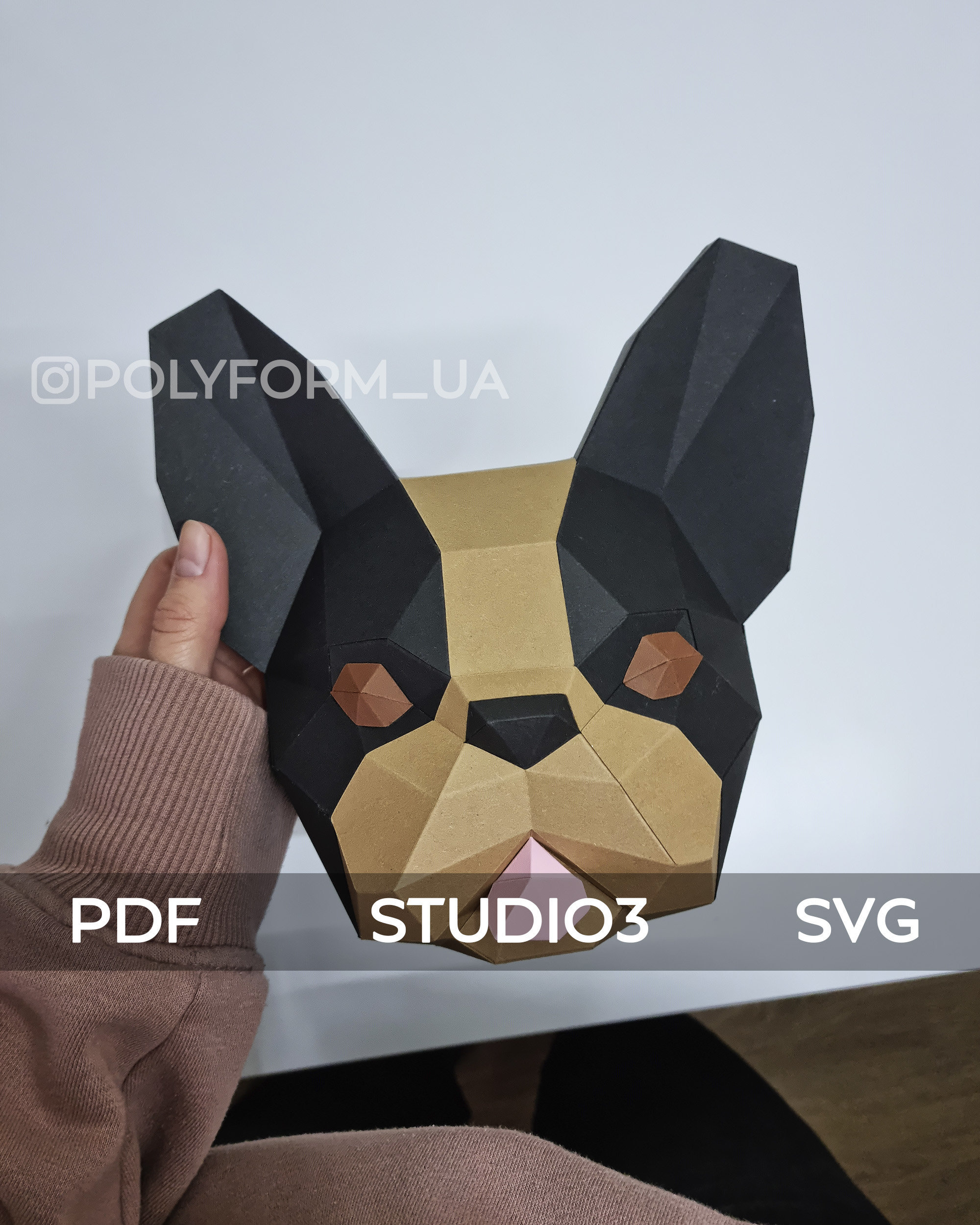 French Bulldog Low Poly Animal Dog Papercraft PDF Template DIY - Etsy