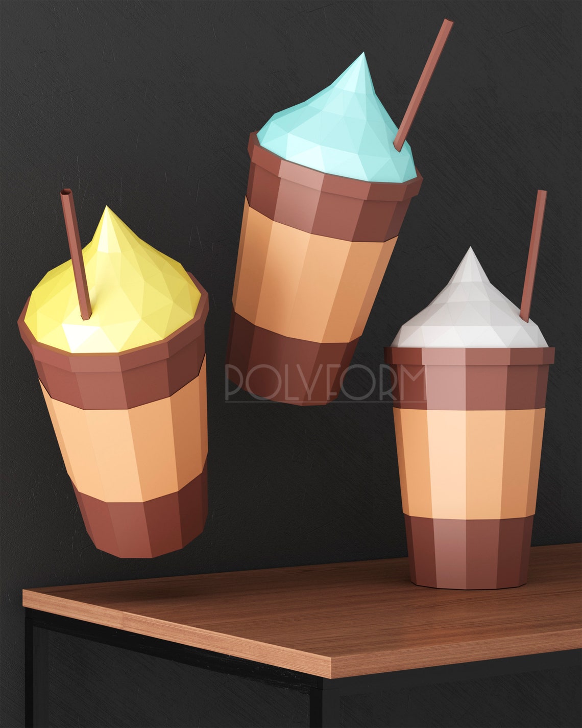 Coffee Low Poly Drink Cup Papercraft PDF template Paper Food | Etsy