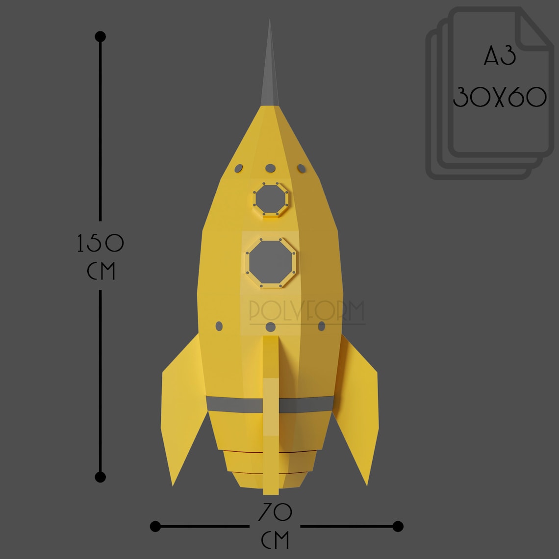 ROCKET Space model Low Poly Papercraft PDF template | Etsy