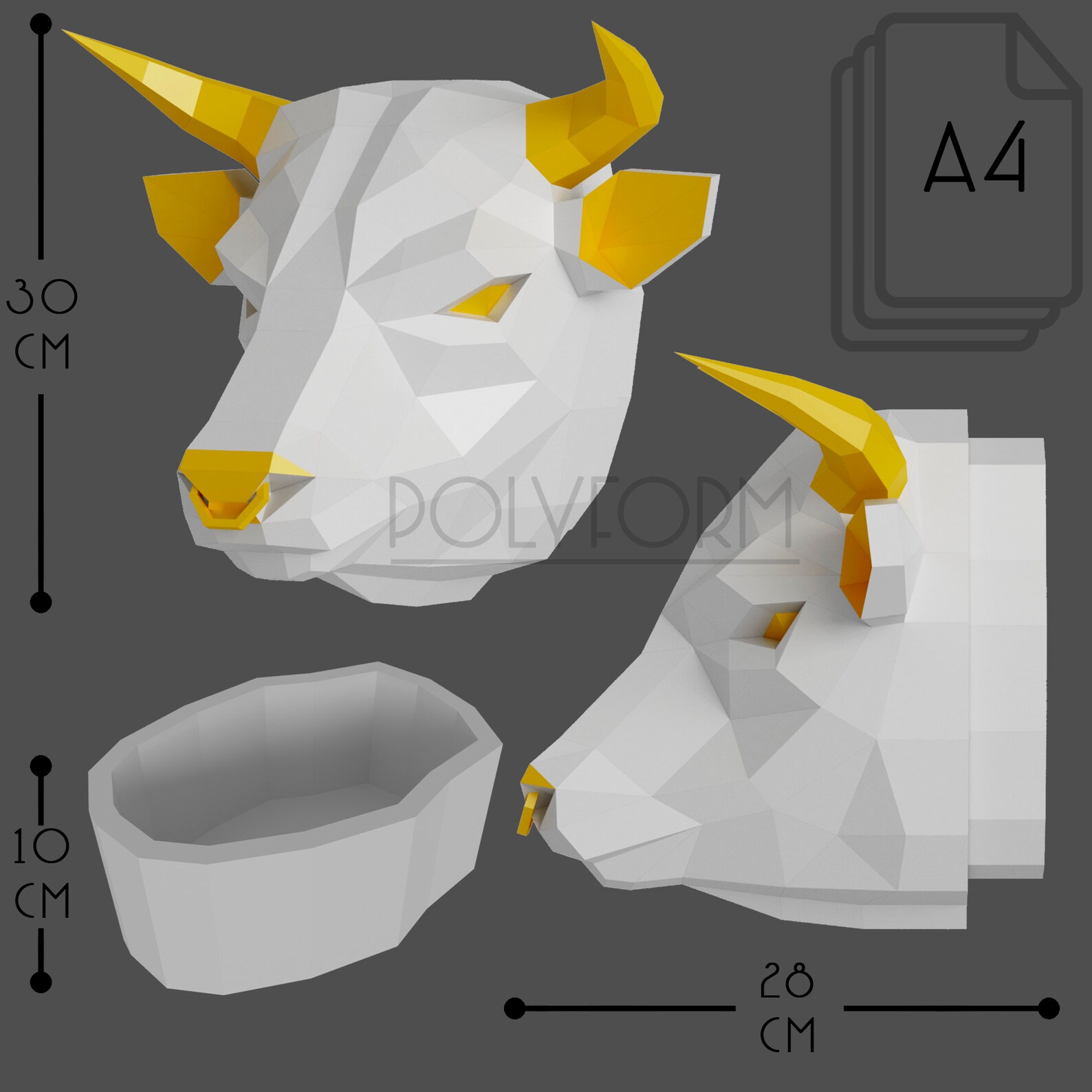 Bull Gift Box Low Poly Papercraft PDF Template Model Sculpture | Etsy