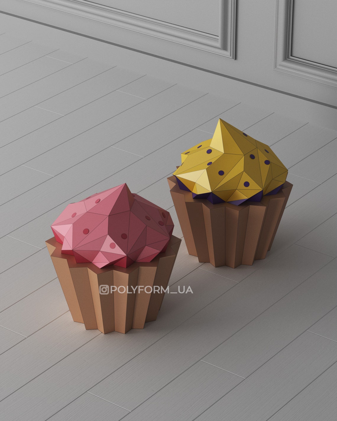 GIANT Cream Cupcake Low Poly Papercraft PDF Template - Etsy