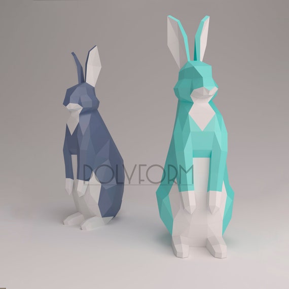 Rabbit 2 Low Poly Papercraft PDF template | Etsy