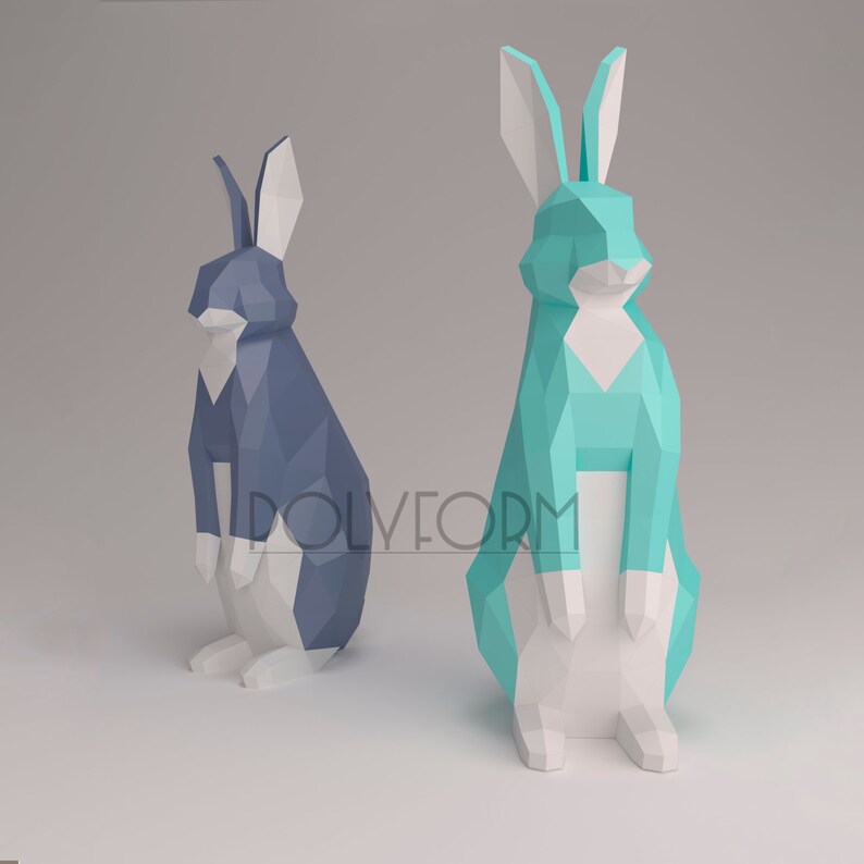 Rabbit 2 Low Poly Papercraft PDF template | Etsy