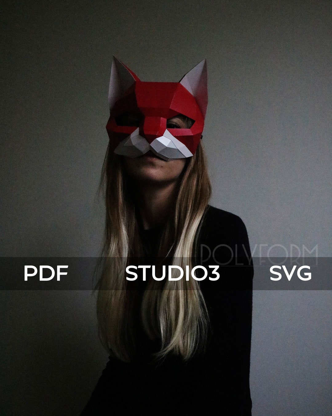 CAT MASK-2 Low Poly Animal Papercraft PDF Template - Etsy