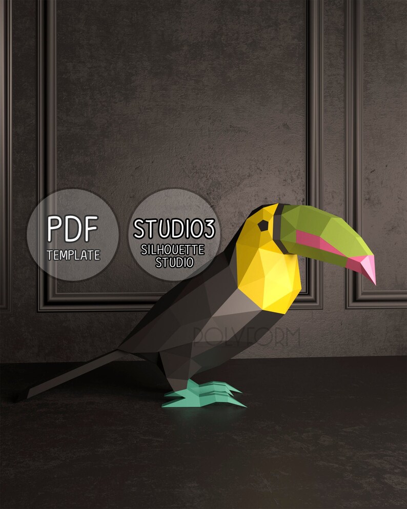 Toucan Low Poly Tropical Bird Papercraft PDF Template - Etsy