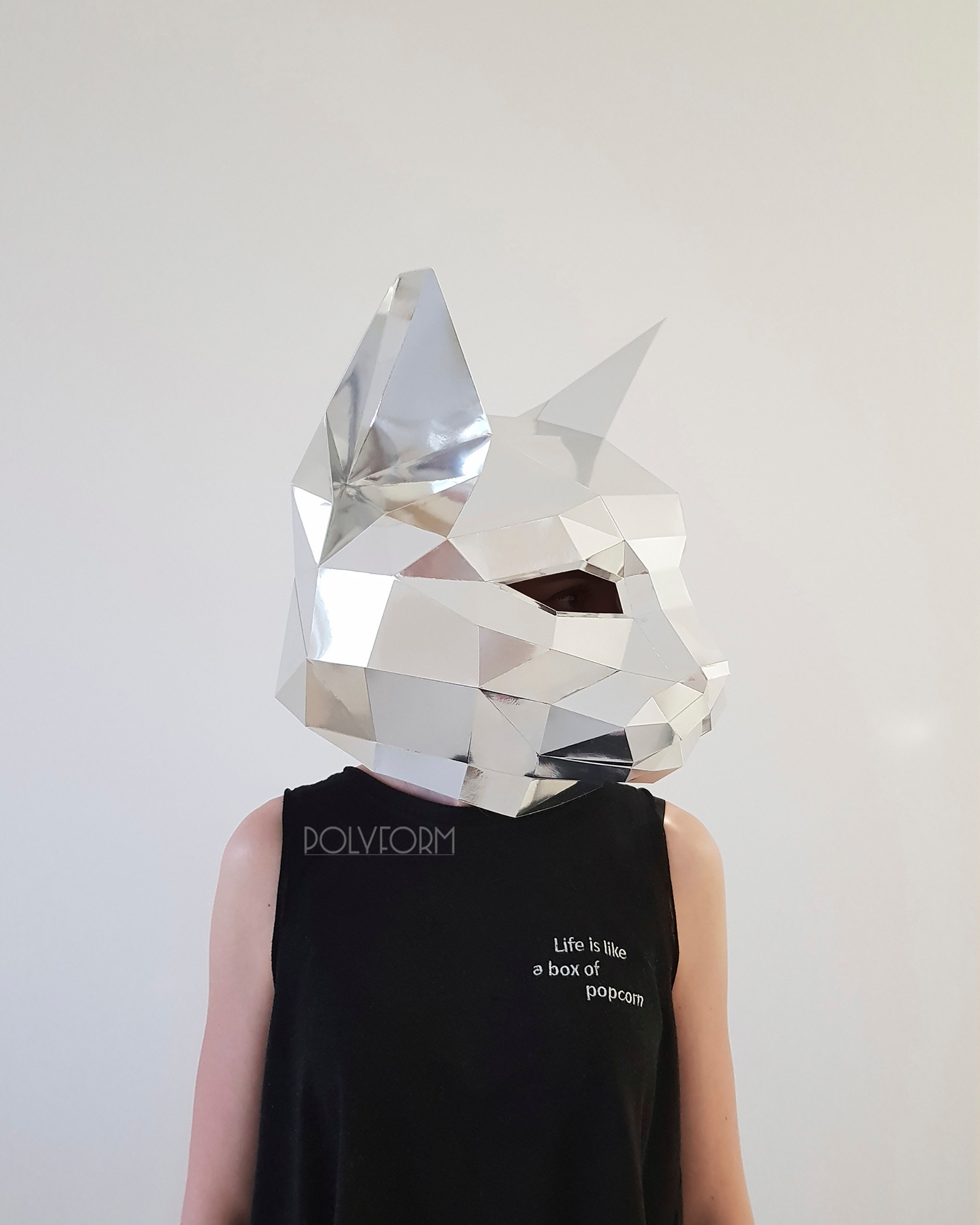 CAT MASK Low Poly Animal Halloween Decor Papercraft PDF - Etsy