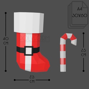 CHRISTMAS STOCKING Low Poly Papercraft PDF Template | Etsy