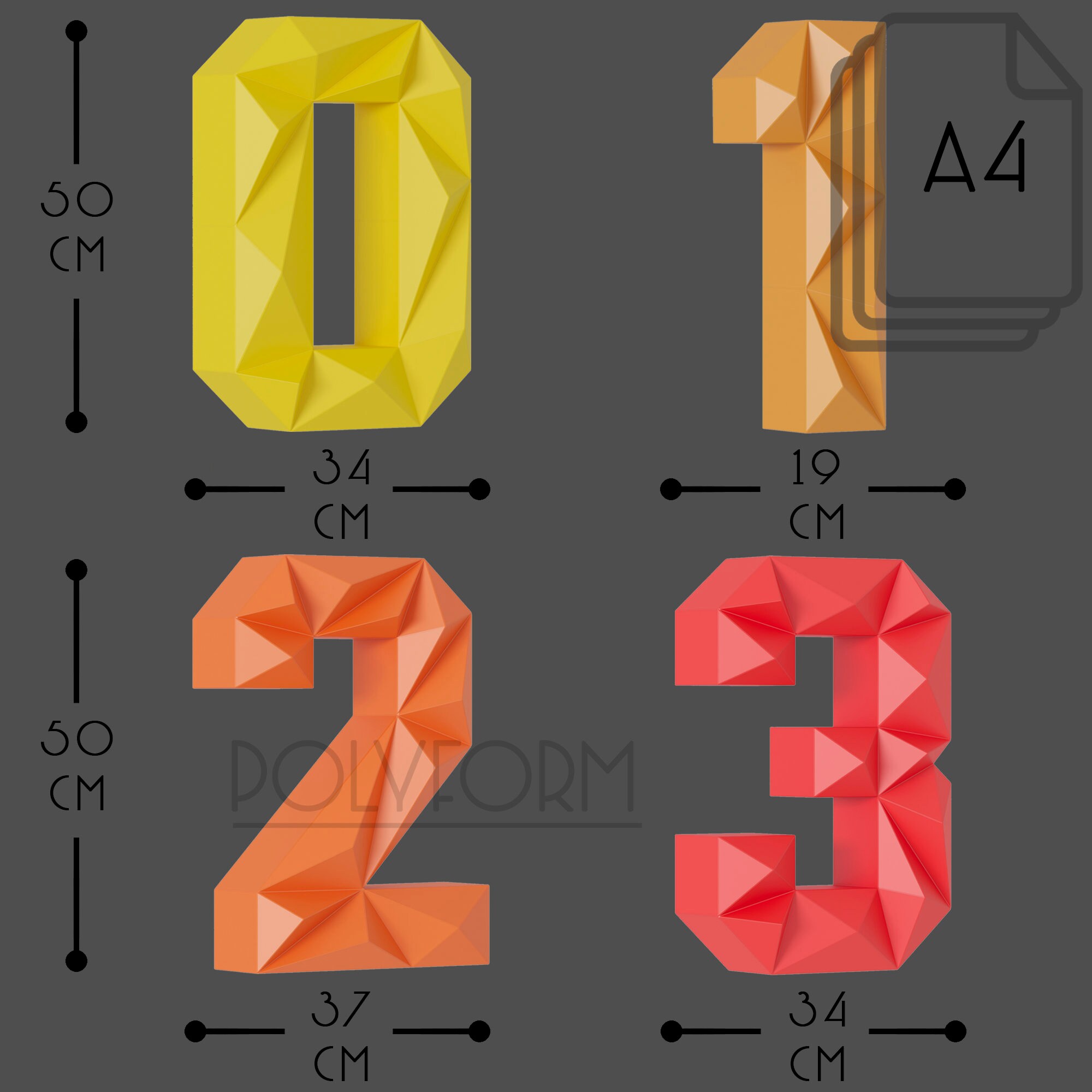 Digits Papercraft Low Poly Numbers Papercraft PDF Template 3d | Etsy