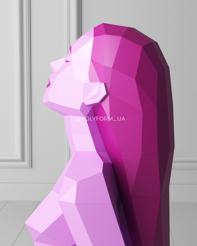 Low Poly Woman Sculpture: Papercraft Head Template (PDF, SVG, ST3 ...