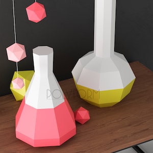 Flasks SET 1 Bottle Science Laboratory Chemistry School Education Low ...