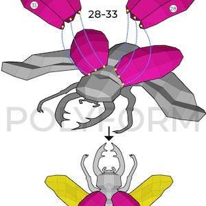 Stag Beetle Low Poly Insect Papercraft Fly Lowpoly PDF Template ...