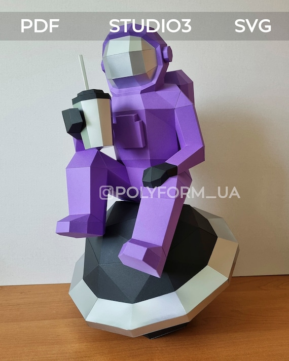 Cosmonaut Space Planet 3d Paper Model Low Poly Papercraft - Etsy Australia