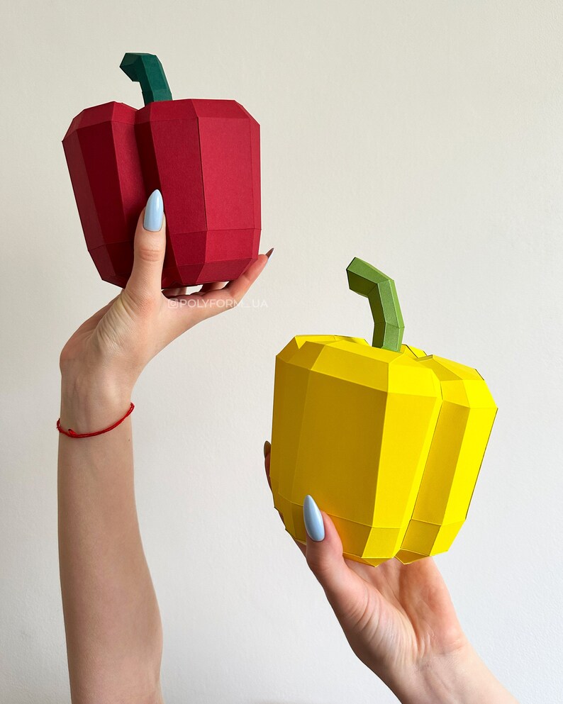Pepper Low Poly Papercraft PDF Template Paper Food Fruits Vegetables ...