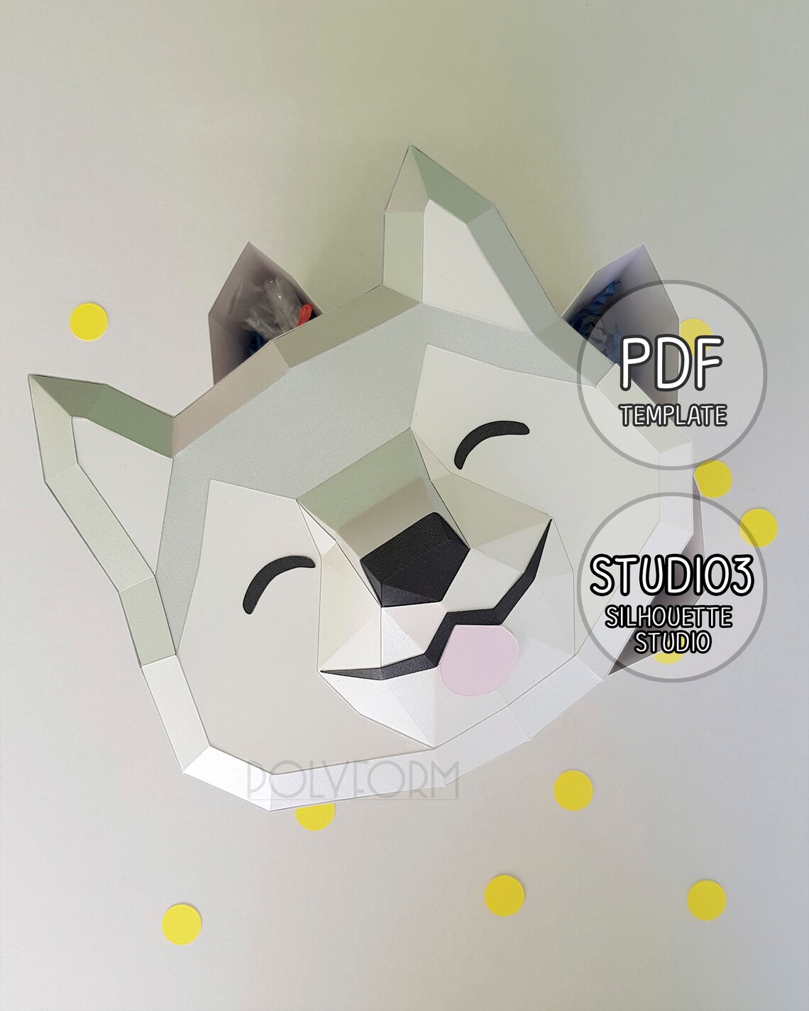 Gift Box HUSKY Low Poly Dog Papercraft PDF Template - Etsy