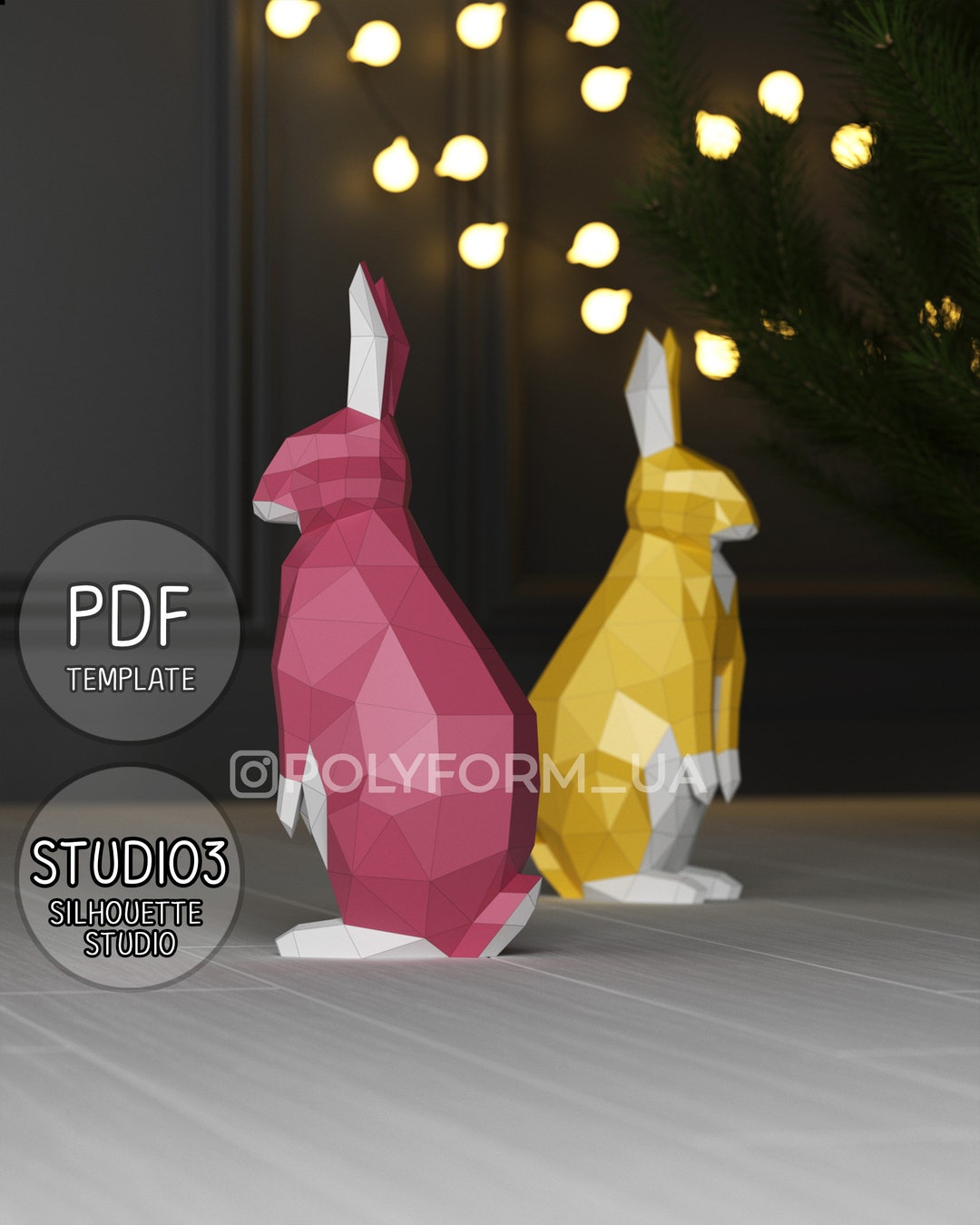Rabbit (2) Low Poly Papercraft PDF Template - Etsy