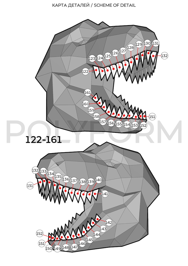 TYRANNOSAURUS Low Poly T-rex Dinosaur Papercraft PDF Template Dino - Etsy