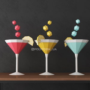 Cocktail Low Poly FOOD Papercraft DRINK PDF Template - Etsy
