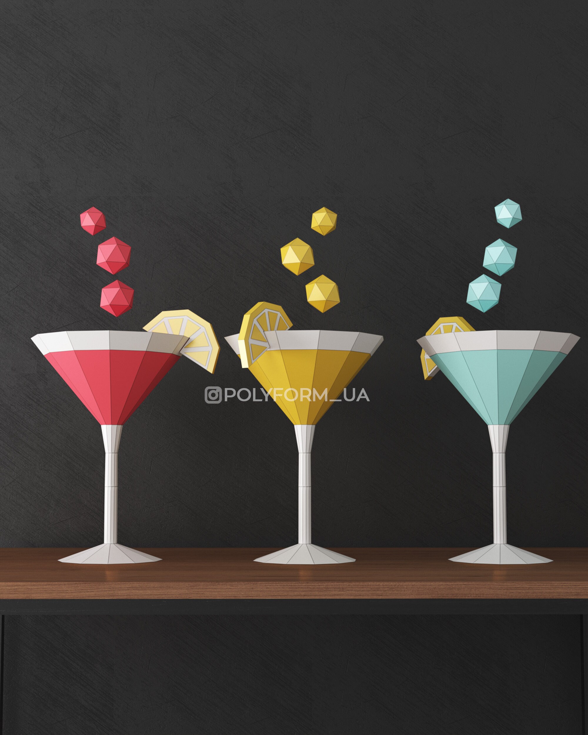 Cocktail Low Poly FOOD Papercraft DRINK PDF Template - Etsy