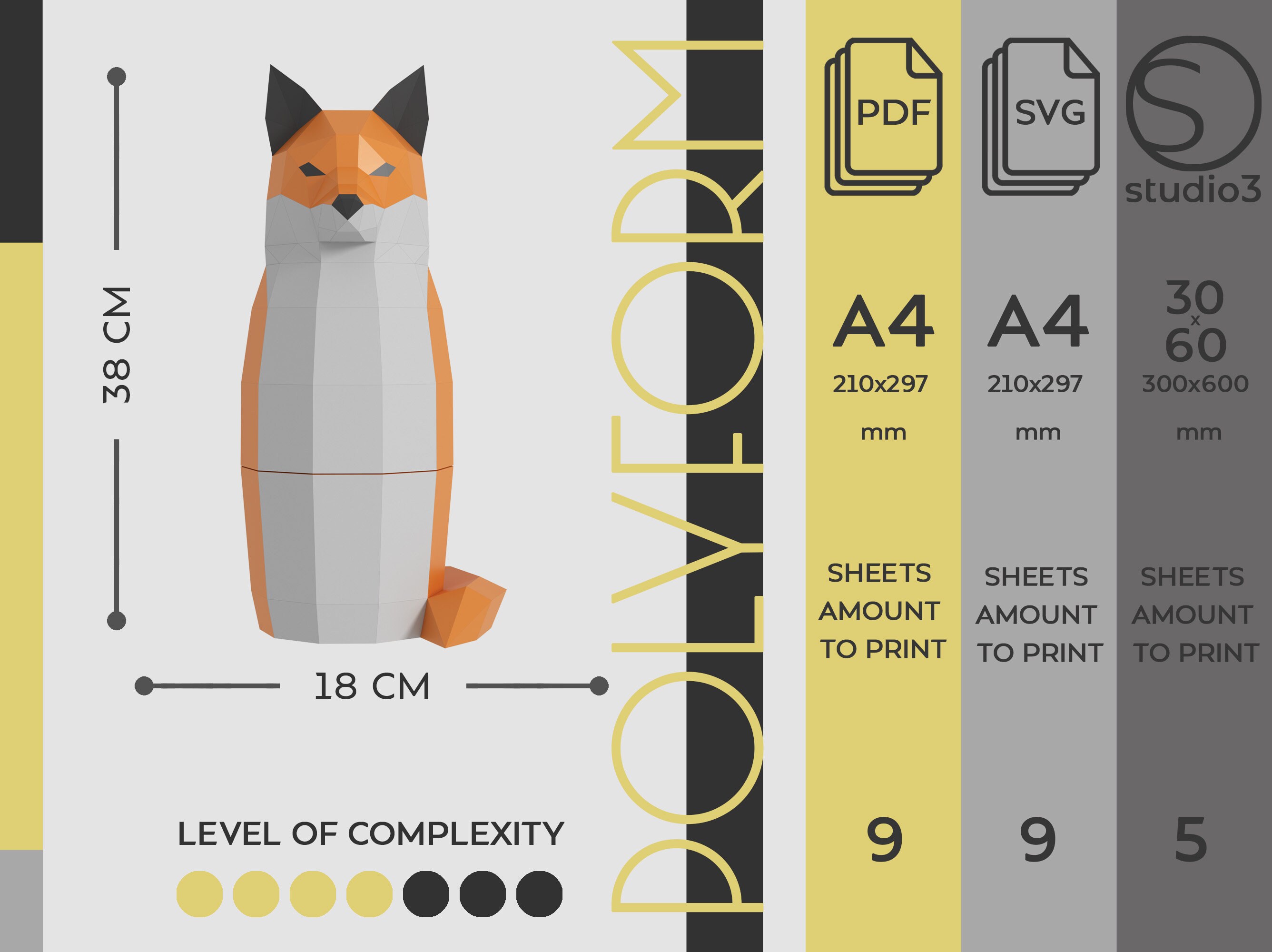 Fox Wine Gift Box Low Poly Papercraft PDF Template - Etsy