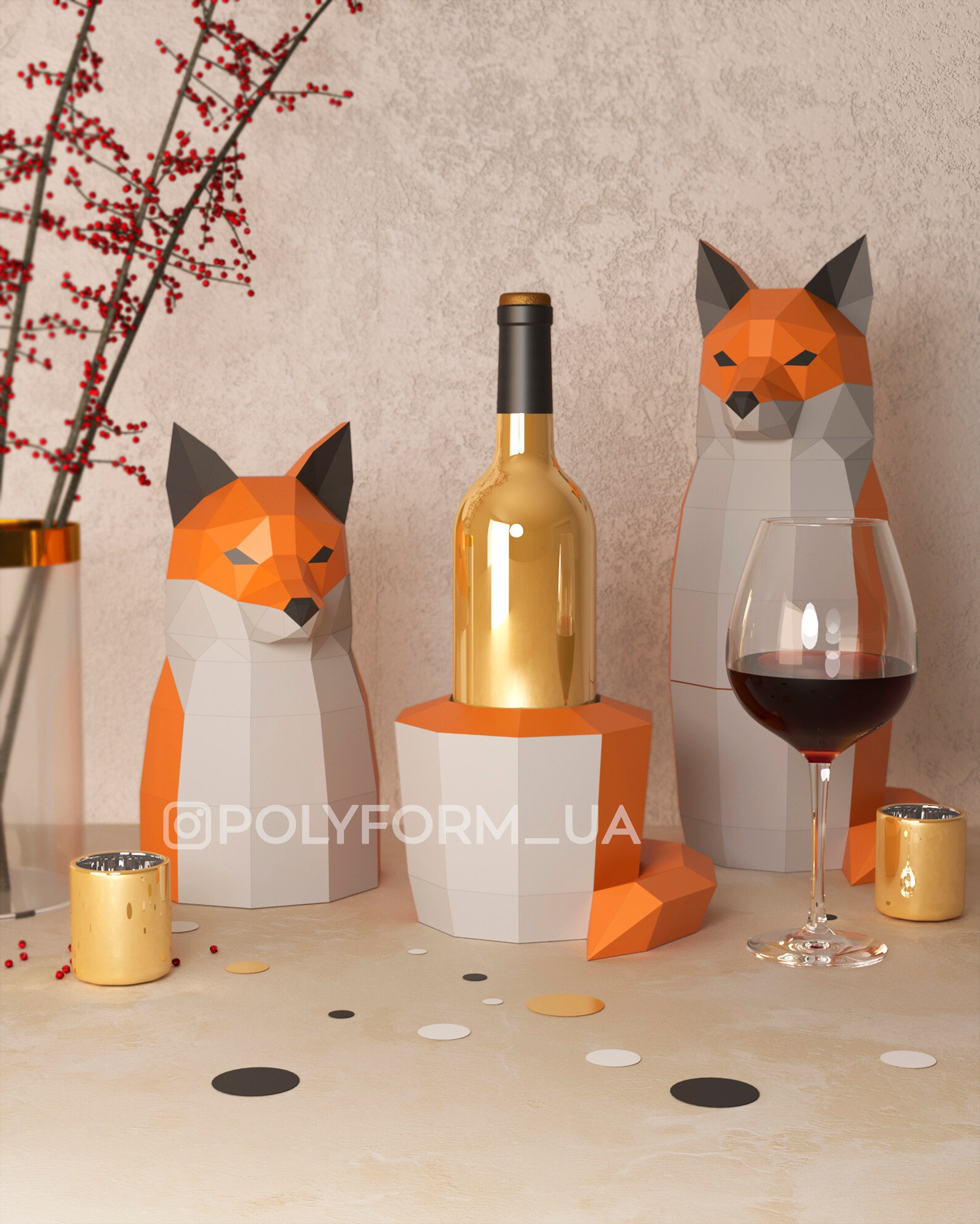 Fox Wine Gift Box Low Poly Papercraft PDF Template - Etsy